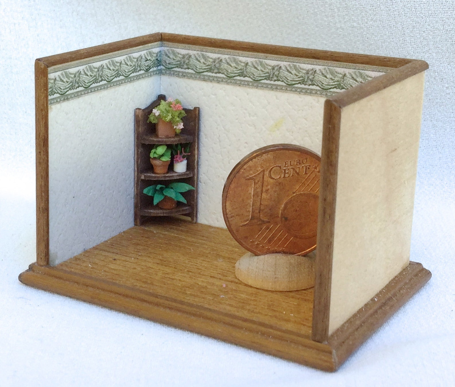 Micro Corner With Potted Plants wood Painted. Hand Made | Etsy