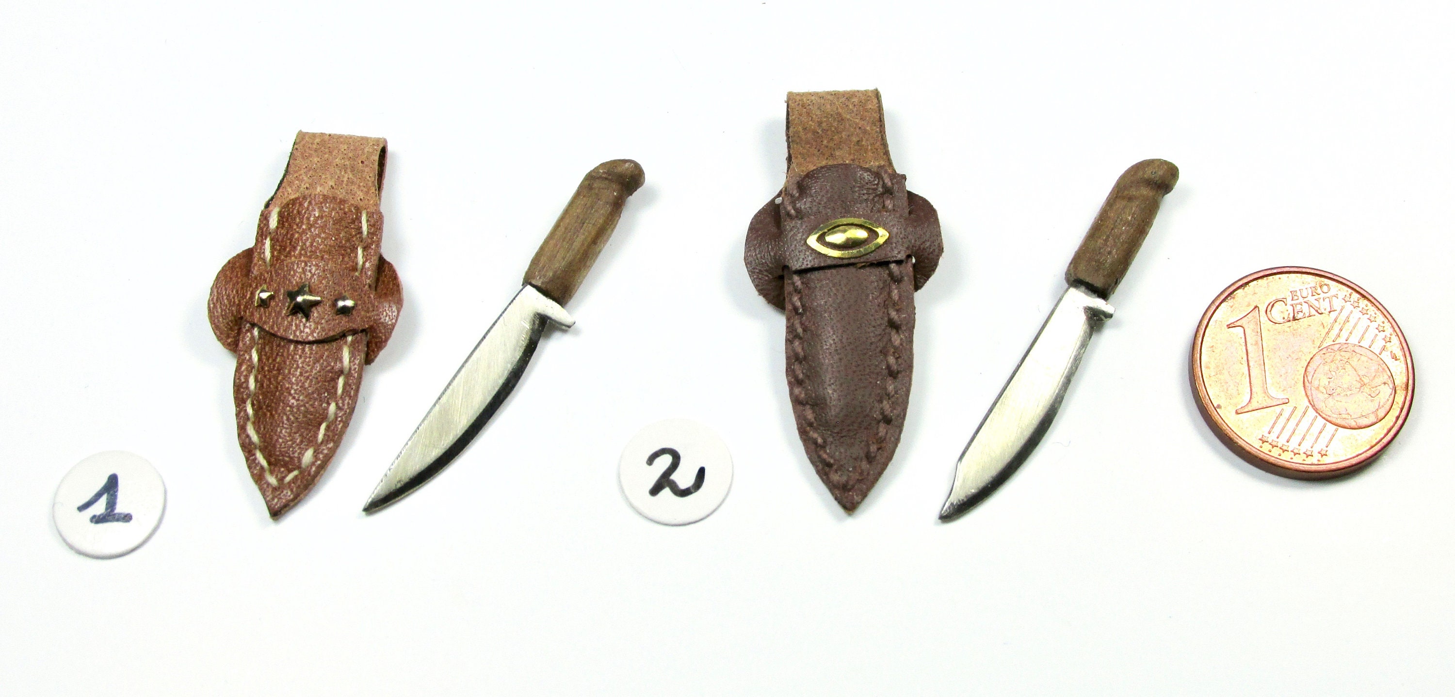 Miniature Steel Hunting Knife With Hand-sewn Leather Sheath | Etsy