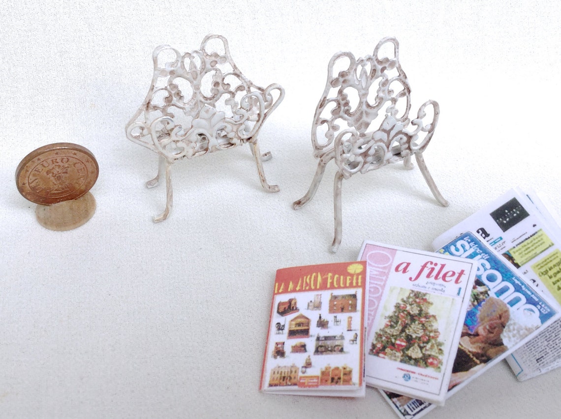 Vintage Look Miniature Magazine Rack, Handmade in Metal , With ...