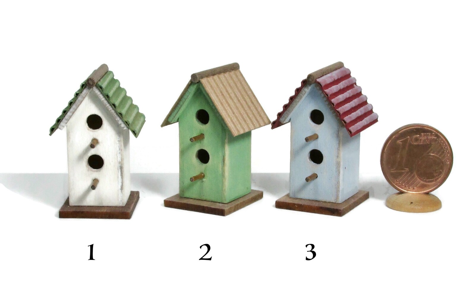 Pretty Bird Houses, Handmade in Wood, Various Models and Colors, 1/12 ...