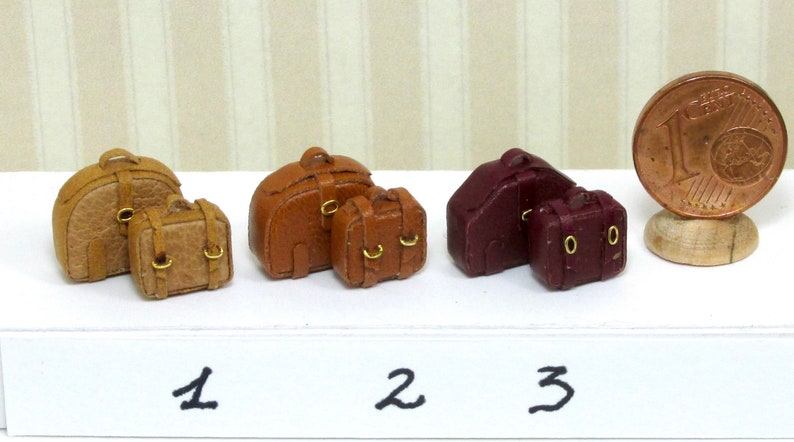 Travel bags handmade in leather scale 1/48 | Etsy