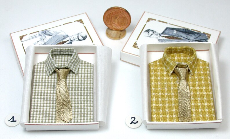 Miniature men's shirt with tie folded in combined box | Etsy