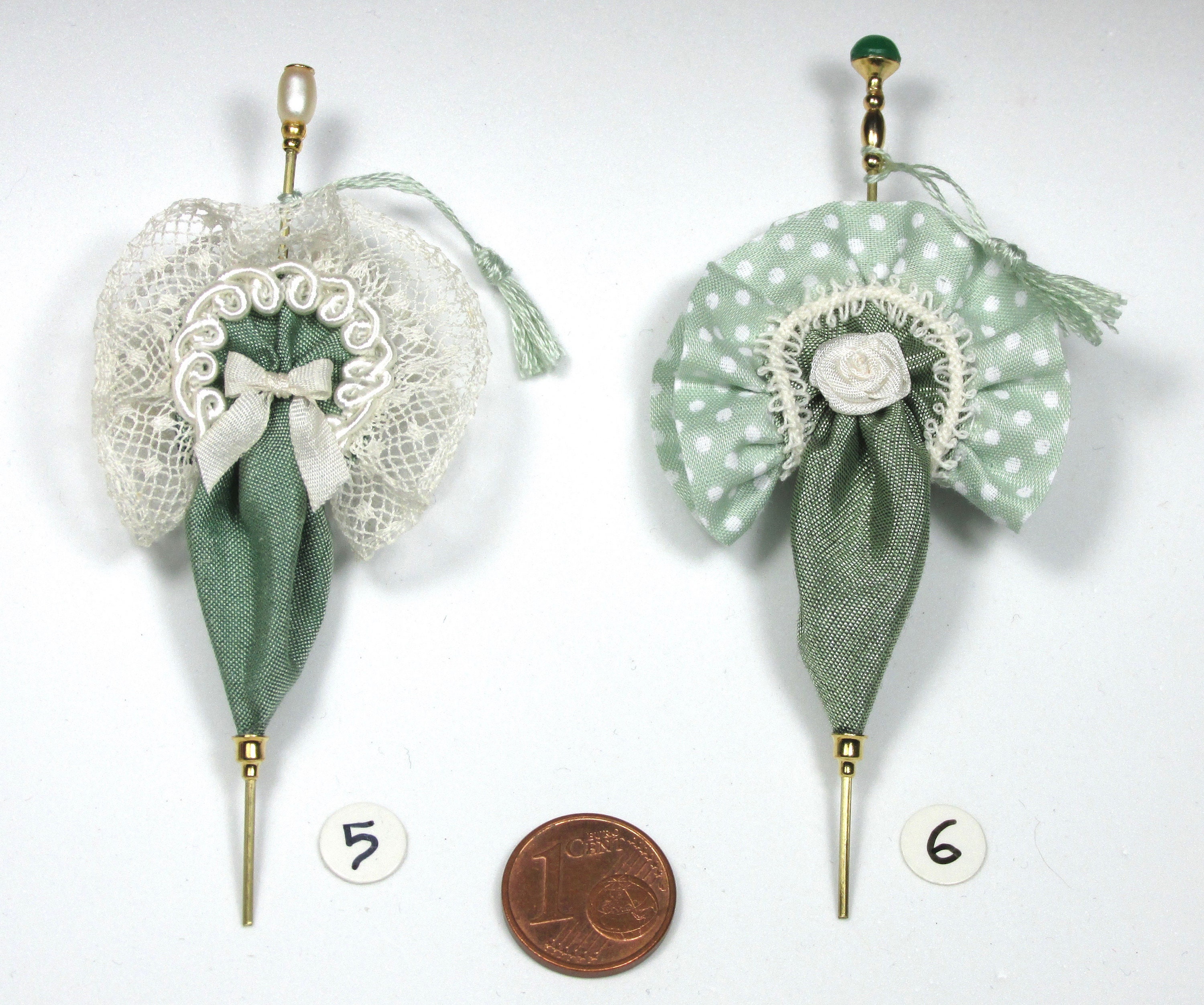 Elegant miniature evening parasols various models, 1/12 scale, handmade ...