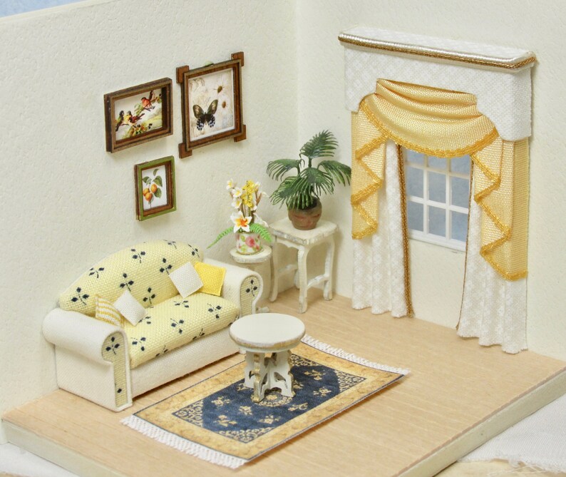 Miniature country style upholstered sofa 1/48 scale | Etsy