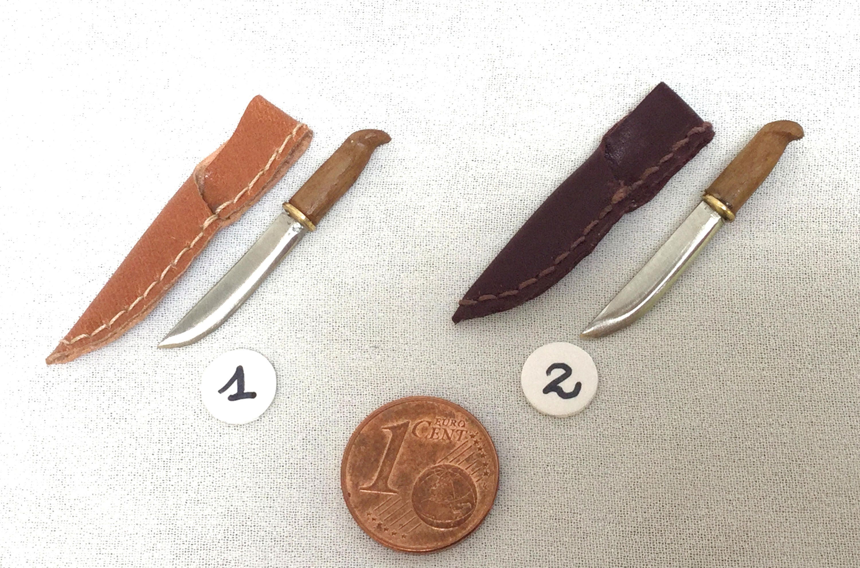 Miniature Steel Hunting Knife With Hand-sewn Leather Sheath | Etsy
