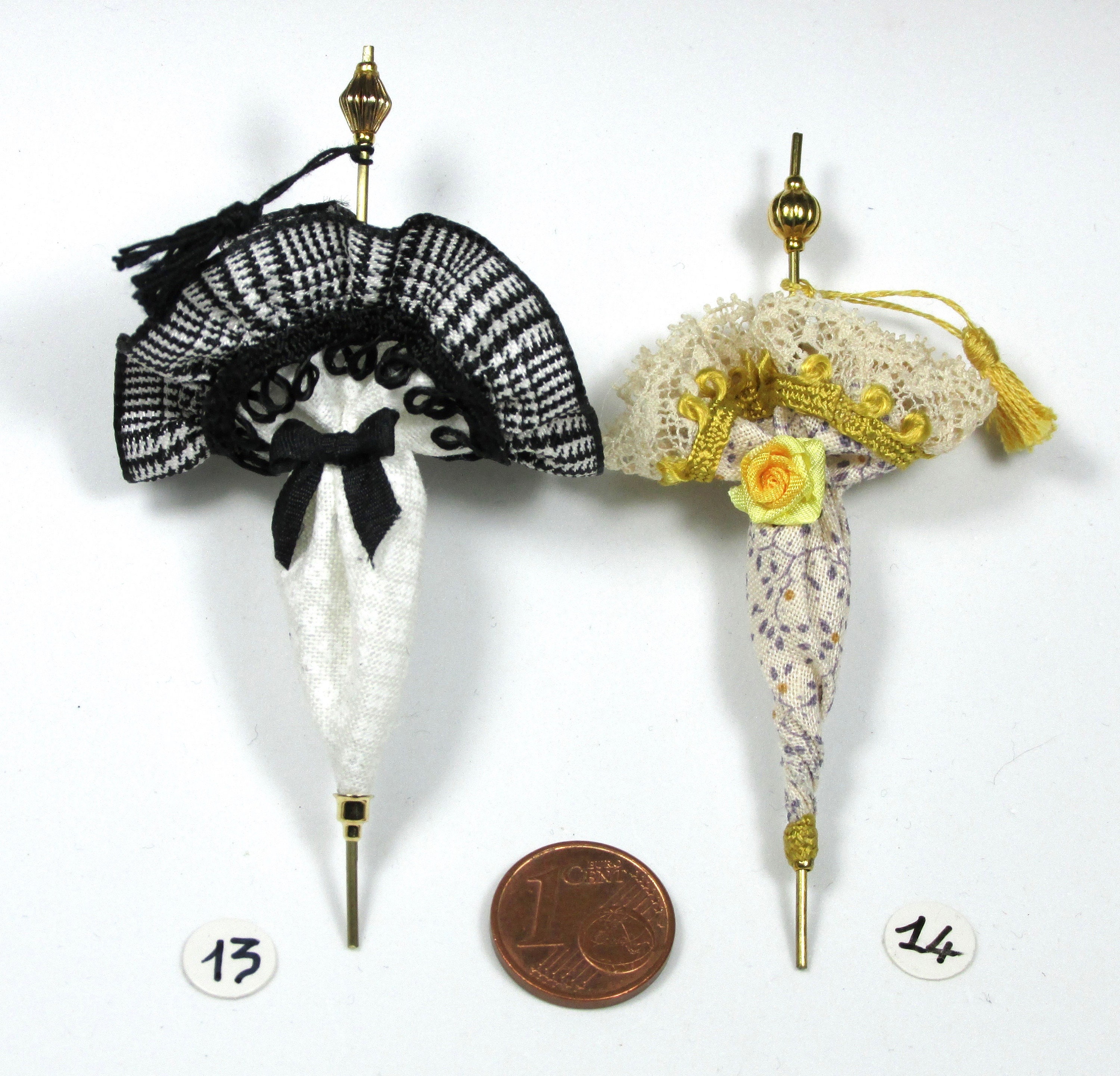 Elegant miniature evening parasols various models, 1/12 scale, handmade ...