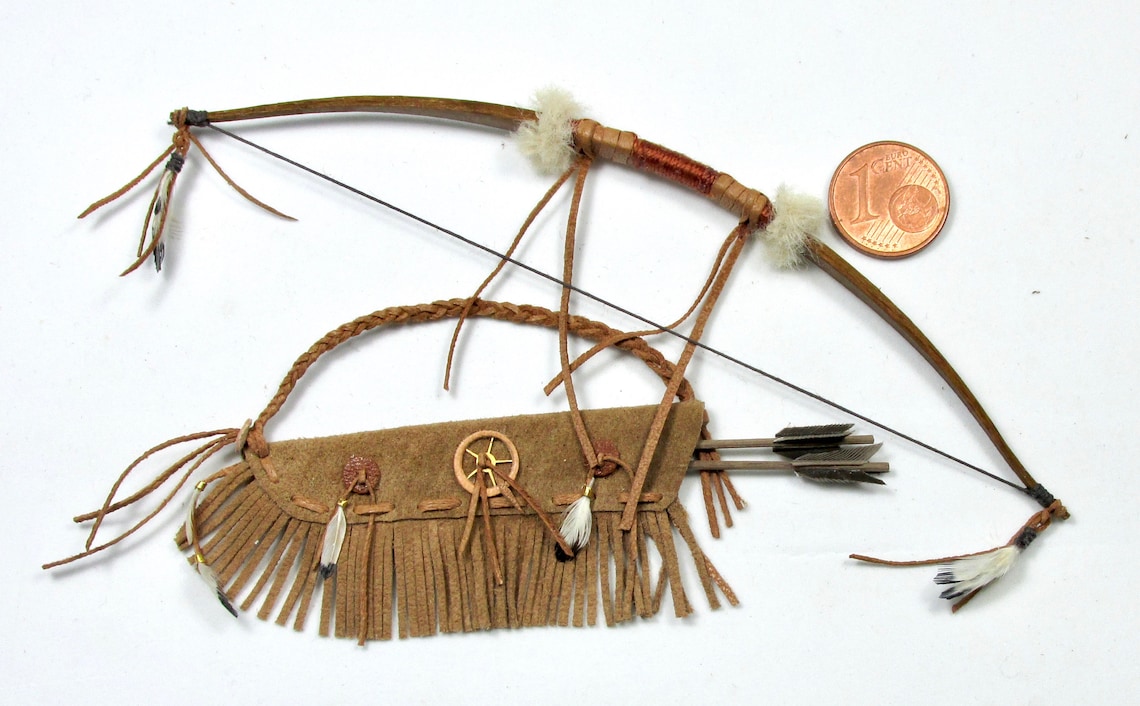Miniature Native American Bows With Quiver and Arrows 1/12 - Etsy