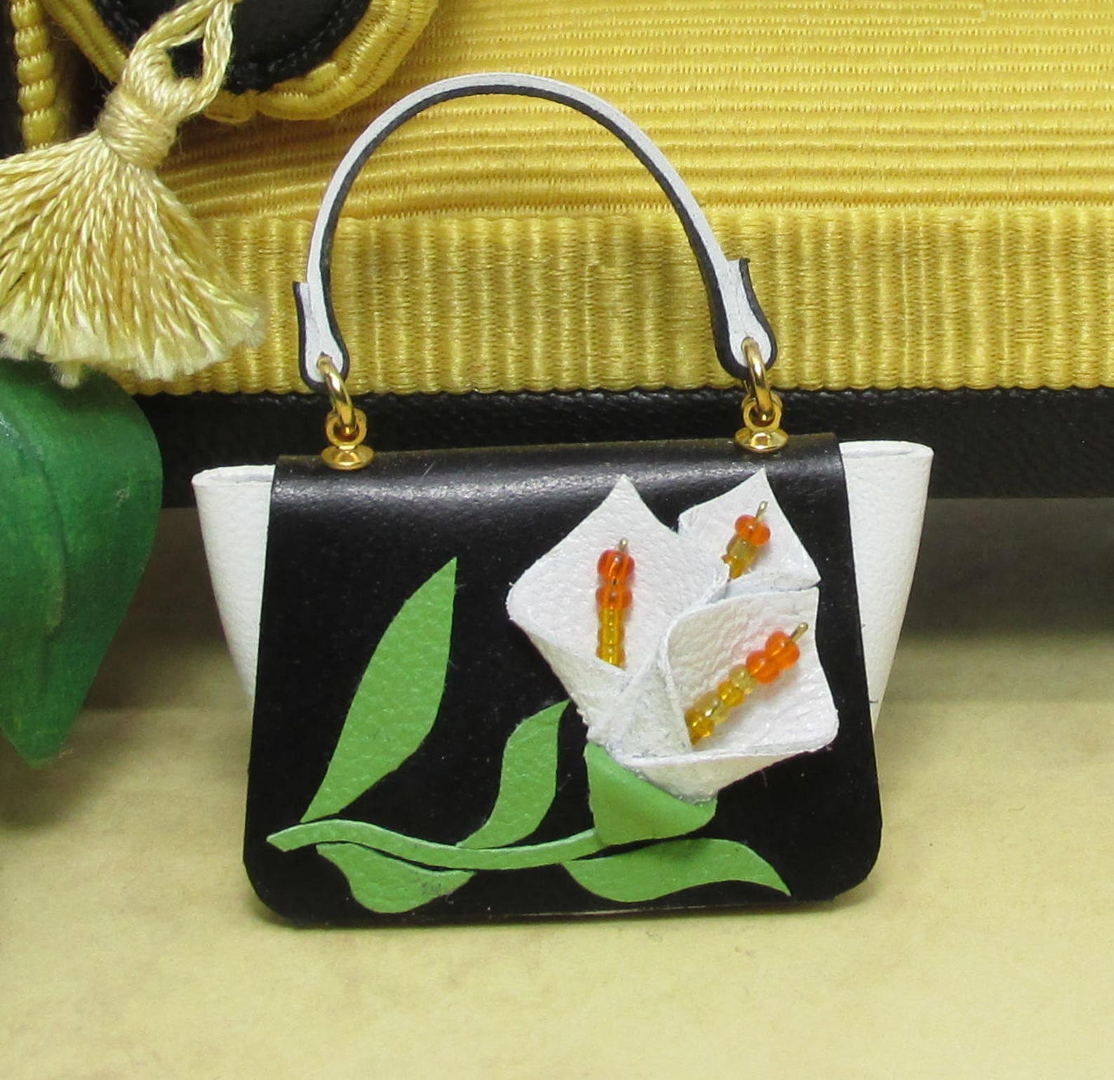 Miniature Leather Bag Decorated With Calle Scale 1/12 - Etsy