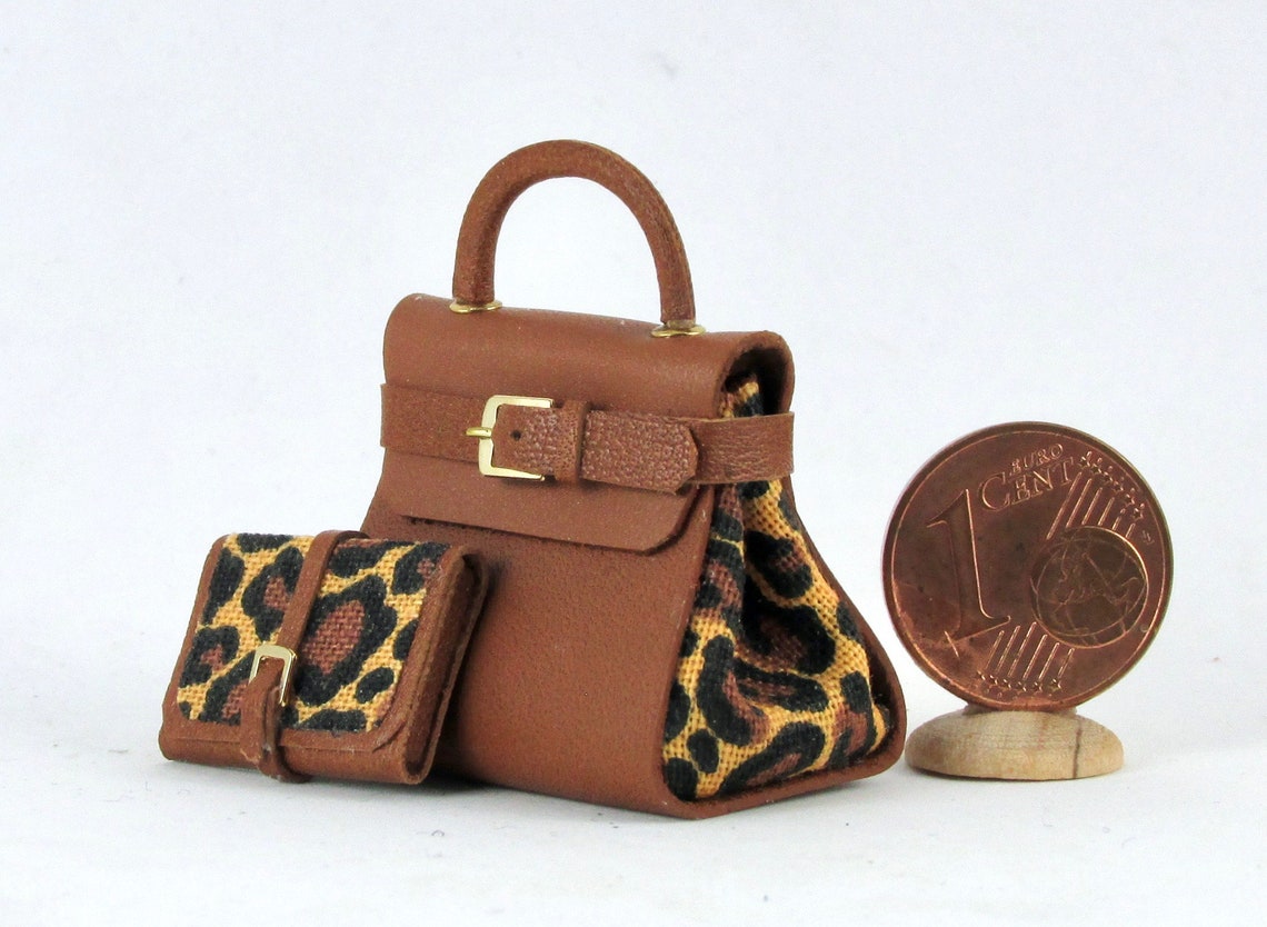 Miniature Bag in Leather and Fabric With Matching Wallets | Etsy