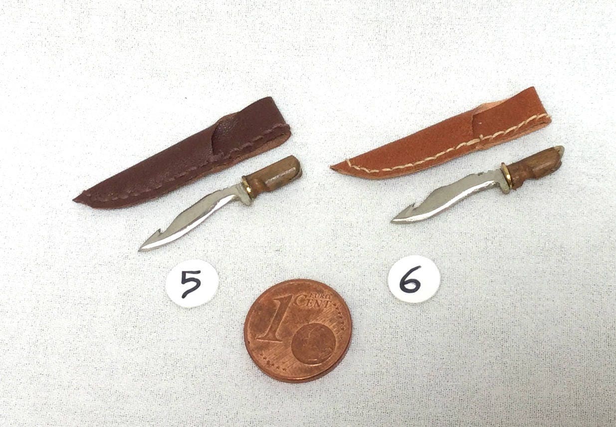 Miniature Steel Hunting Knife With Hand-sewn Leather Sheath | Etsy