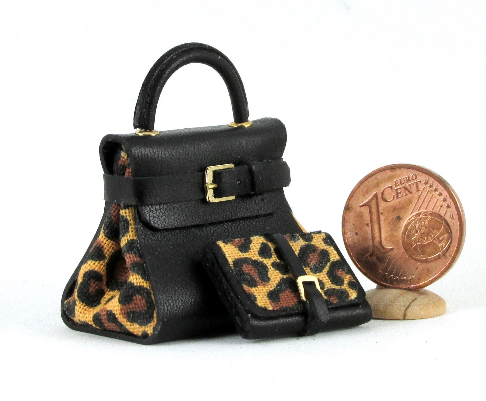 Miniature Bag in Leather and Fabric With Matching Wallets | Etsy