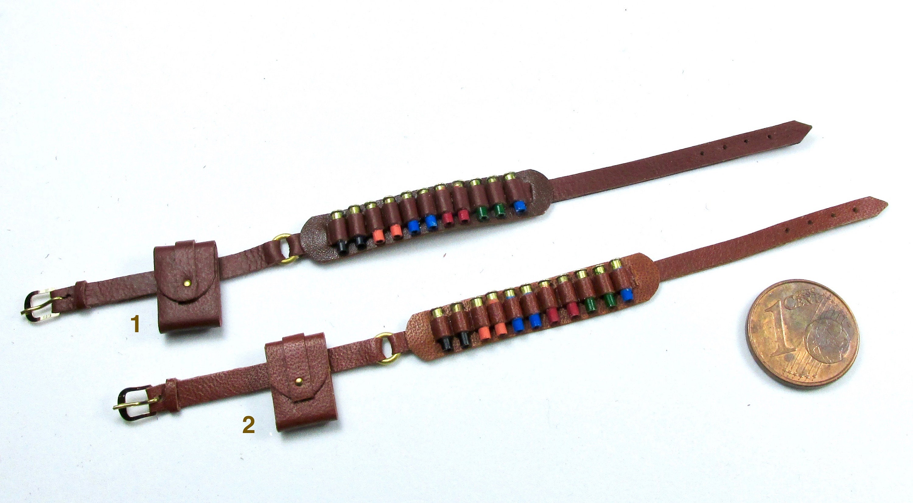 Miniature cartridge belt leather and brass scale 1/12 | Etsy