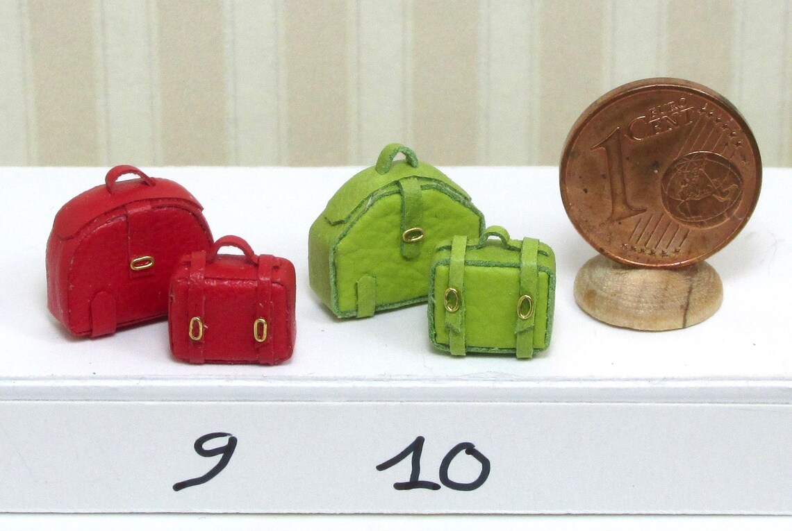 Travel bags handmade in leather scale 1/48 | Etsy