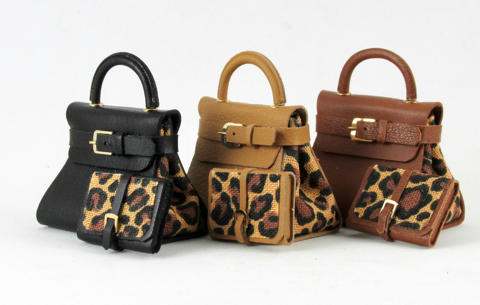 Miniature Bag in Leather and Fabric With Matching Wallets | Etsy