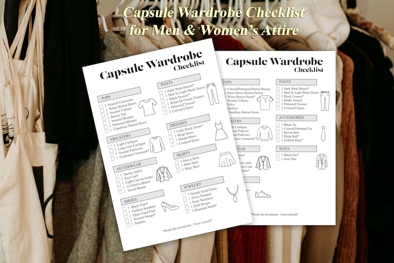 Capsule Wardrobe Checklist: Printable Fashion Planner (8x11, A4, A5, B5 ...