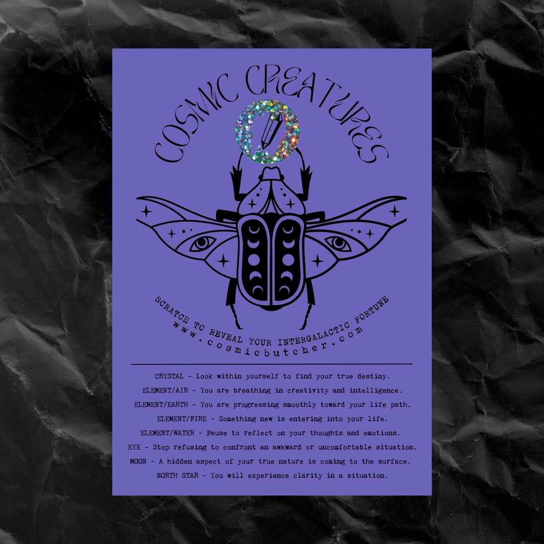 Cosmic Creature Beetle Scratch off Fortune Greeting Card - Etsy