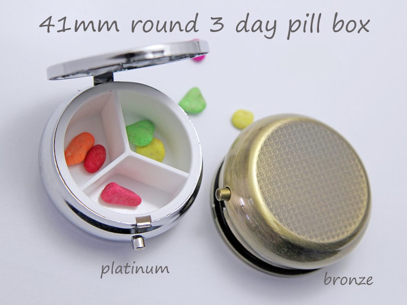 Round Pill Box With Epoxy Sticker-3 Day Pill Box-pill - Etsy