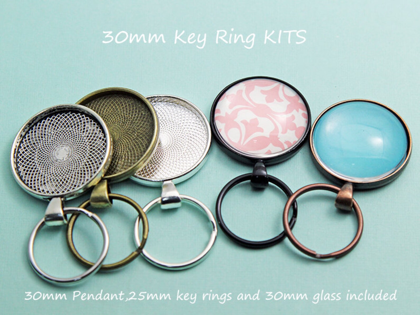 10 Photo Keychain Kits-complete Pendant Kit-30mm Circle - Etsy