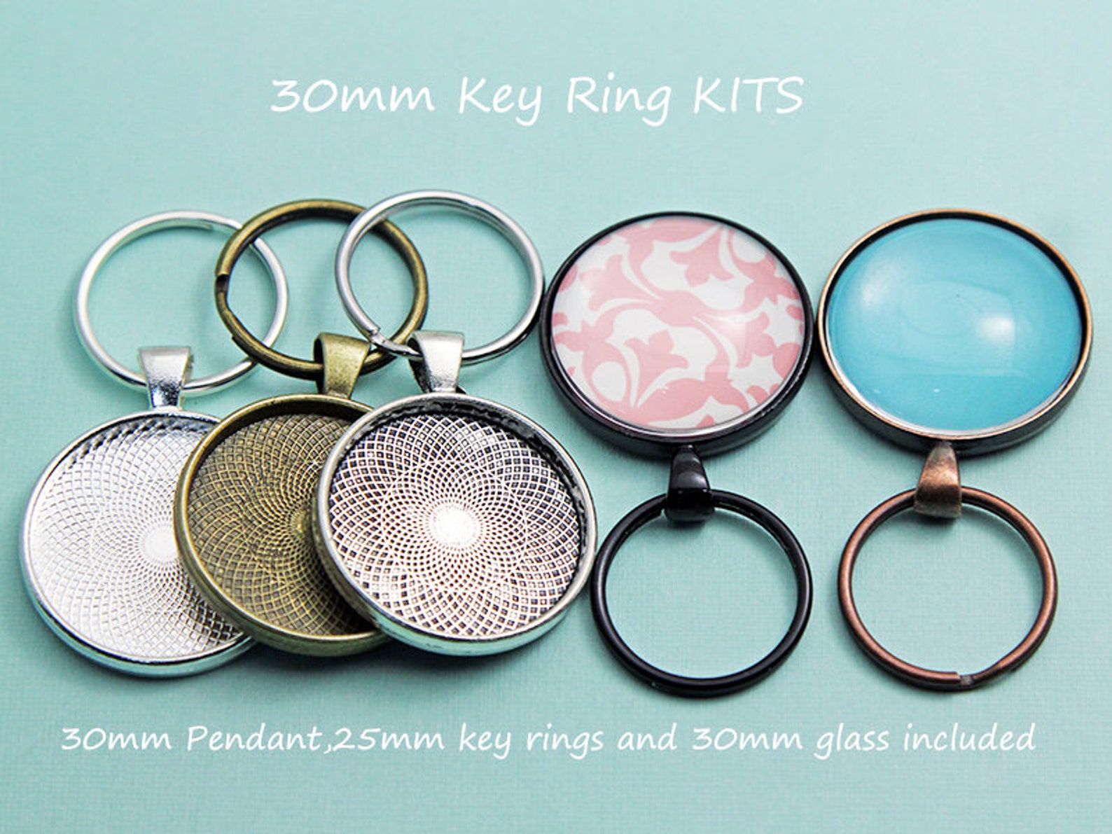 10 Photo Keychain Kits-complete Pendant Kit-30mm Circle - Etsy