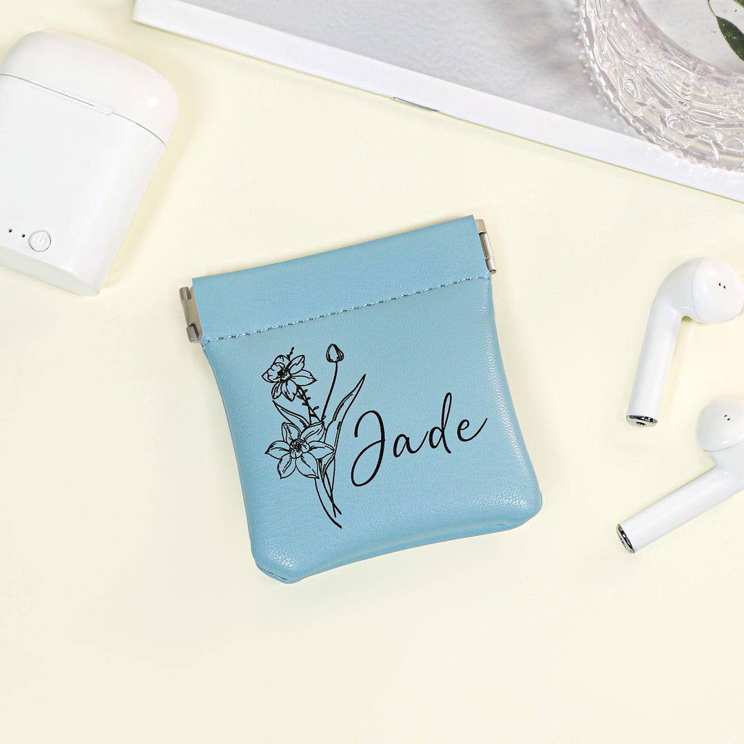 Birthday Flower Coin Purse Personalized, Small Coin Pouch, Change Purse ...