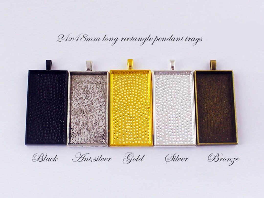 Pendant Blanks-rectangle Pendant Trays-24x48mm Rectangle - Etsy