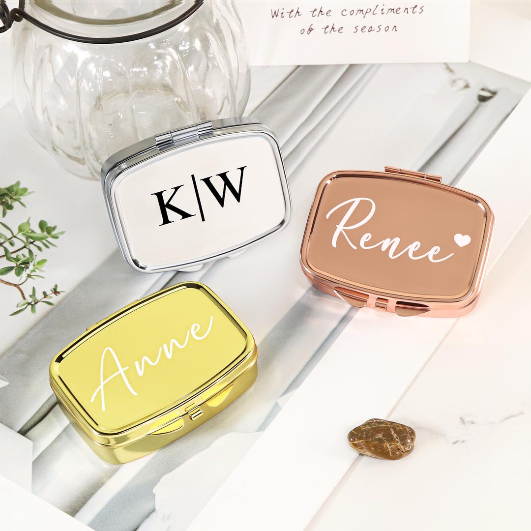 Daily Pill Box Personalized, 2 Compartment Pill Case, Vitamin Organizer ...
