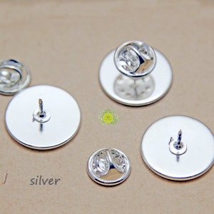 Wholesales Round Lapel Pin Round Tie Tack Clutch-butterfly Pin, 12/14/16/18/20/25mm for Choose ...