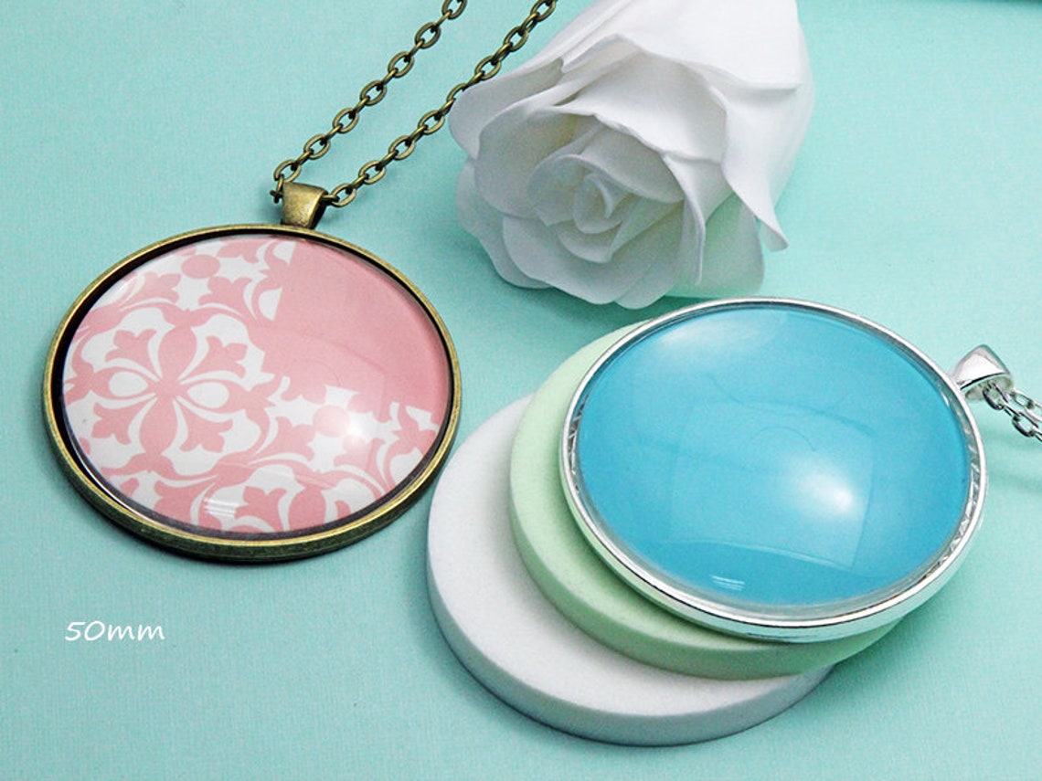 5 DIY Pendant Tray Kits-50mm Round Photo Pendant Trays With | Etsy