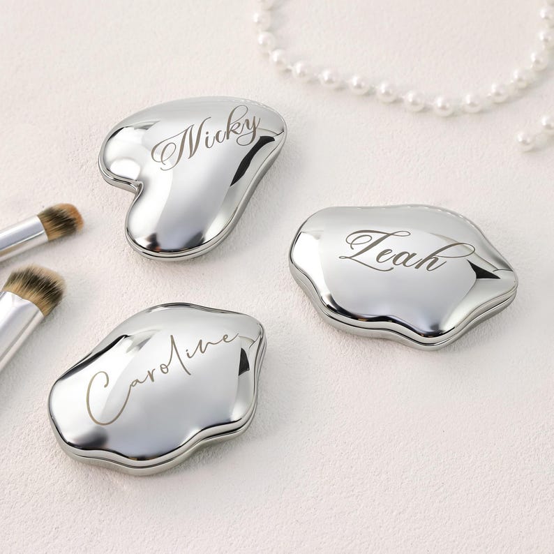 Personalized Engraved Compact Mirror | Silver Pocket Mirror With Name ...