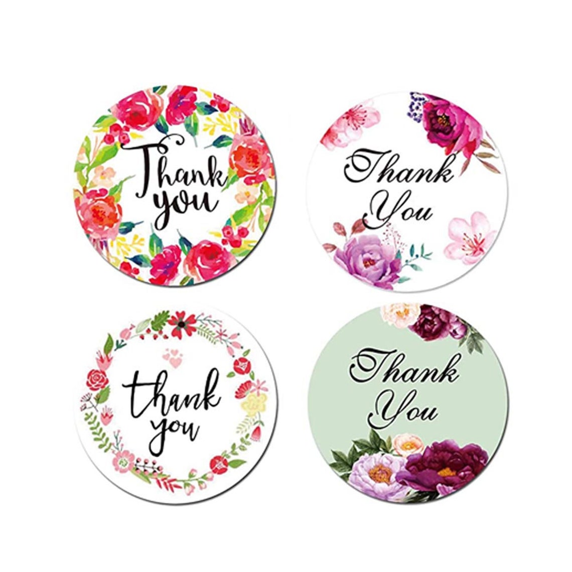 500pcs 4 Designs Flower Styles Thank You Sticker Roll 1 Inch - Etsy