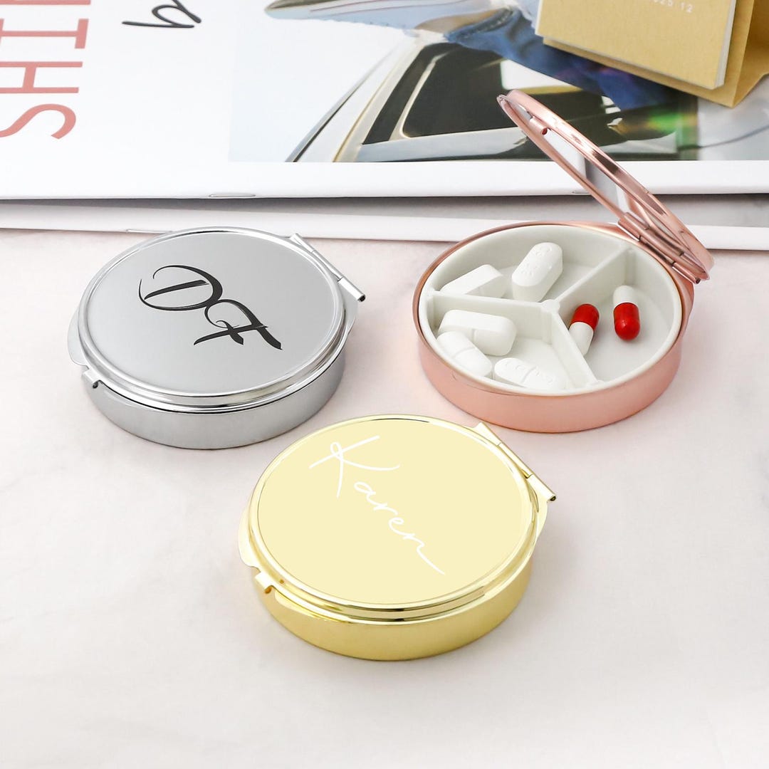 Oval Three Compartment Pill Box, Personalized Pill Box, Daily Pill ...