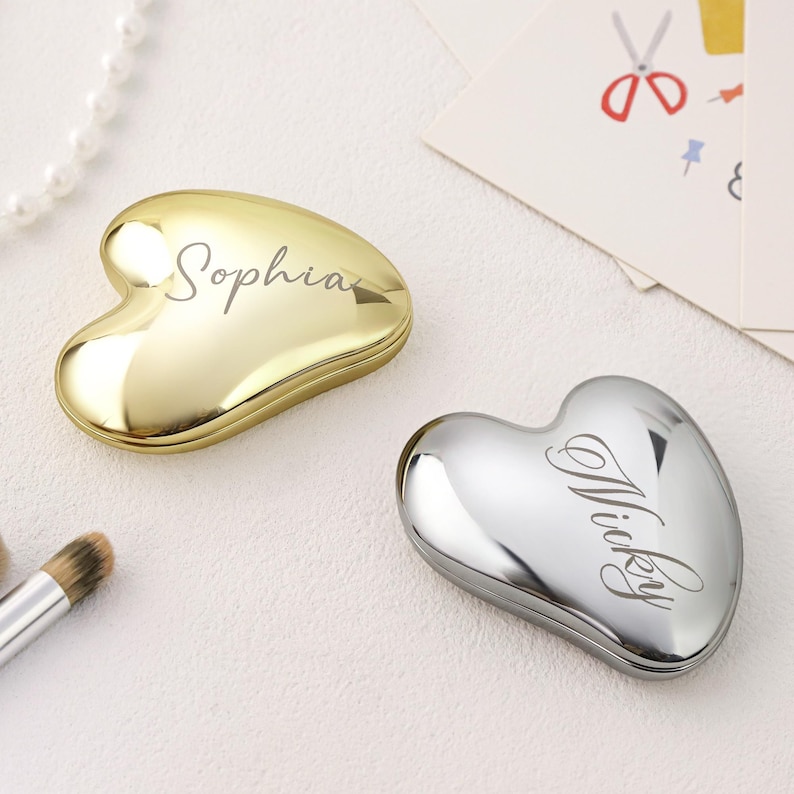 Personalized Engraved Compact Mirror | Silver Pocket Mirror With Name ...
