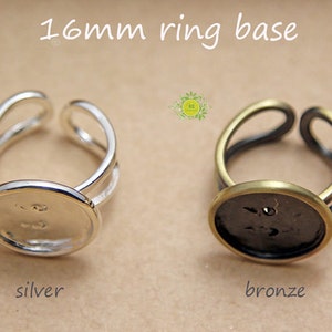 10 DIY Ring Kits-16mm Adjustable Ring Blank-16mm Round Ring Blank-16mm ...