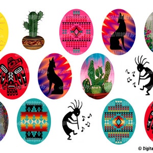 Southwest Native American Digital Collage Sheets, 22x30mm, Oval ...