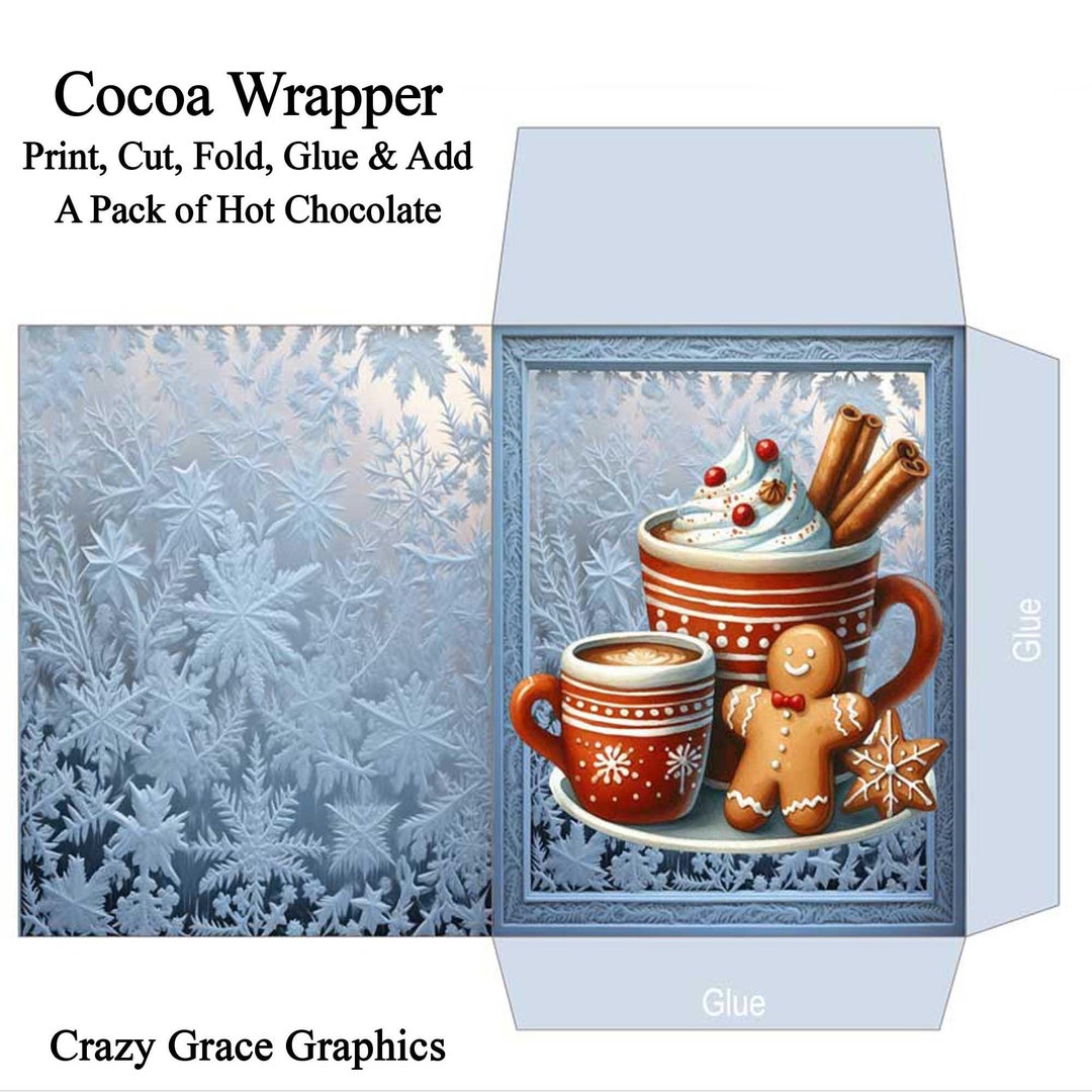 Gingerbread Man Cocoa Packet: Frosted Window Printable (digital ...
