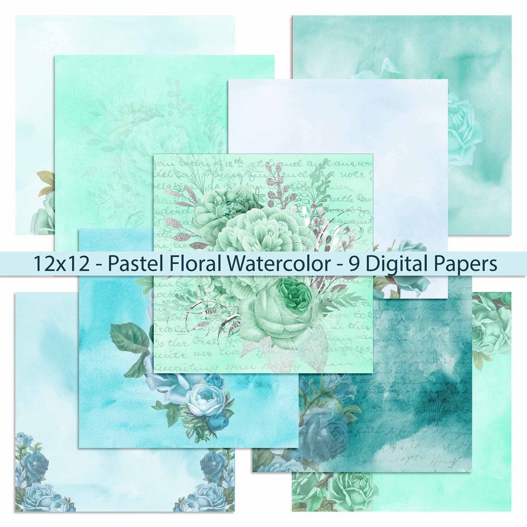 Floral Digital Paper, Pastel Watercolor Paper Pack, Journal Paper ...