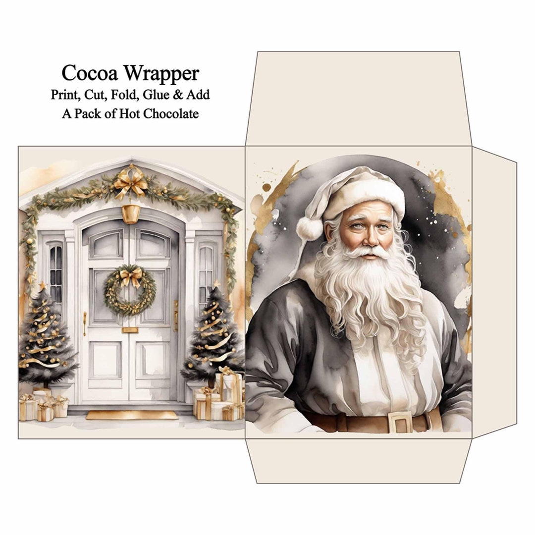 Christmas Cocoa Wrapper, Santa Cocoa Envelope, Hot Chocolate Printable ...