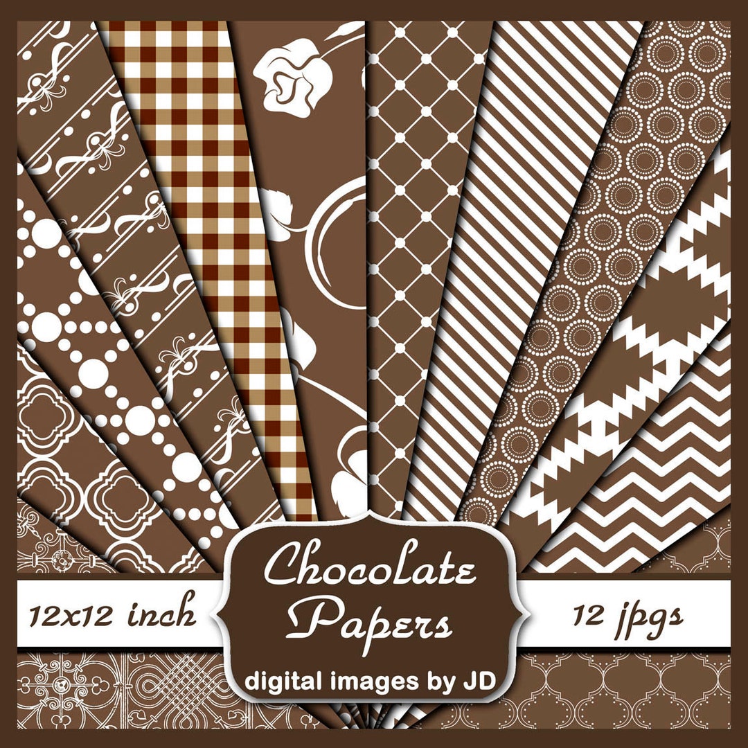 Chocolate Digital Paper Pack, White and Brown Digital Paper for ...