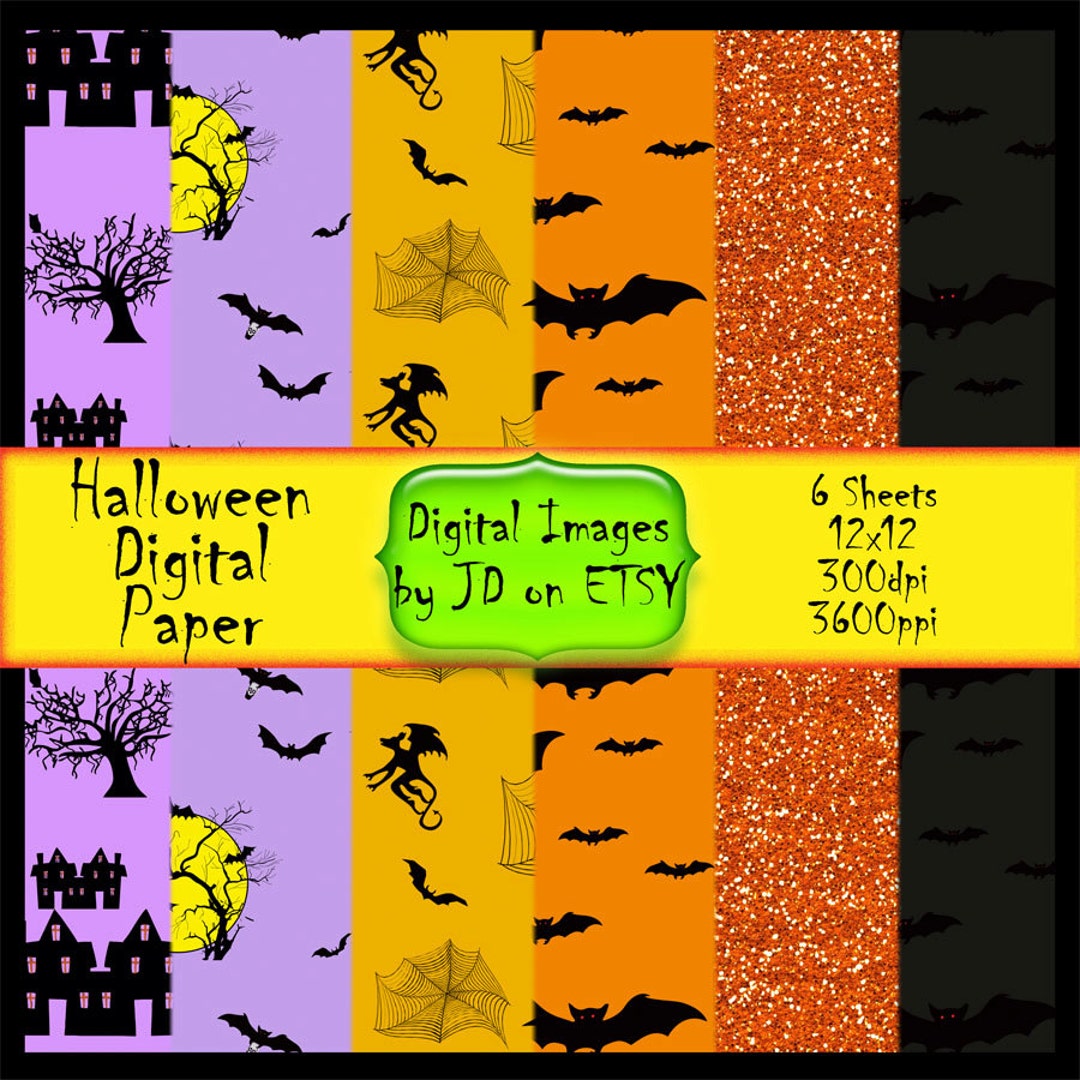 Spooky Halloween Digital Paper Scrapbook Paper Pack, Digital ...