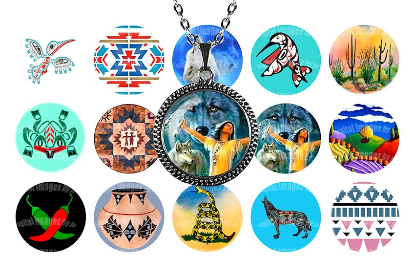 Southwest Native American Collage Sheet: 1" Circles (digital Download ...