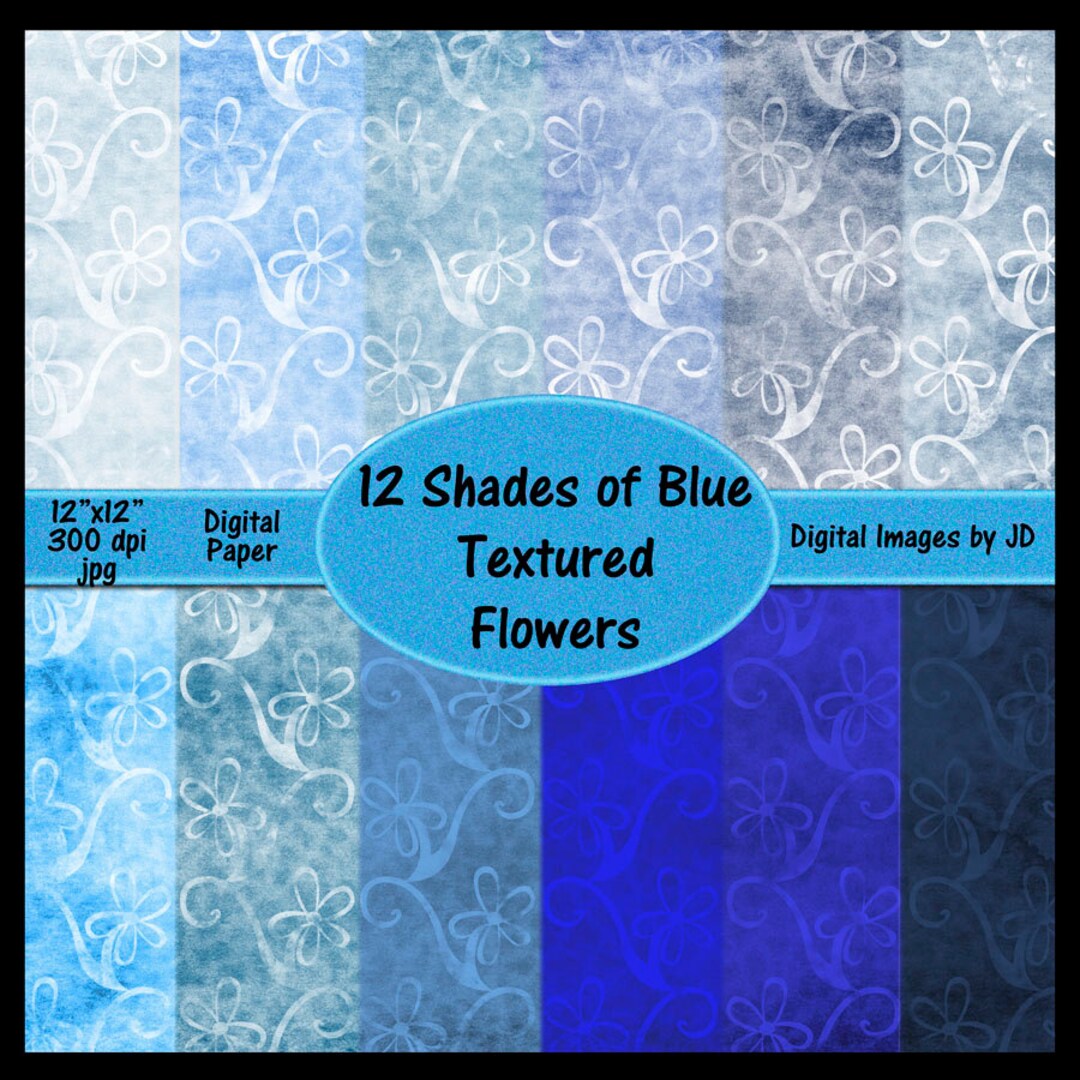 Blue Digital Paper Pack Printable Journal Paper, Scrapbook Paper ...