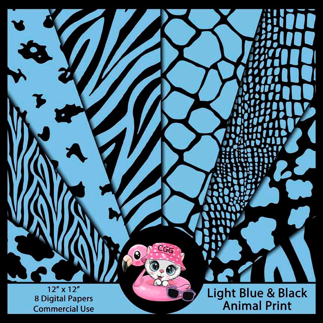 Blue Animal Print Digital Paper: Scrapbook & Planner Backgrounds ...