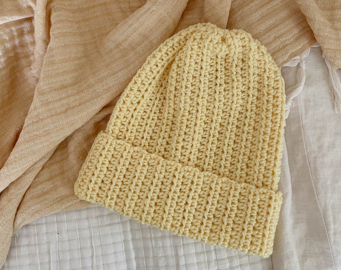 CROCHET PATTERN Beginner Ribbed Hat Simple Beanie Easy | Etsy