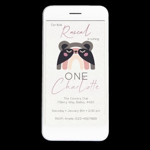 Our Little Rascal Rainbow Animal Birthday Party Invite - Editable ...