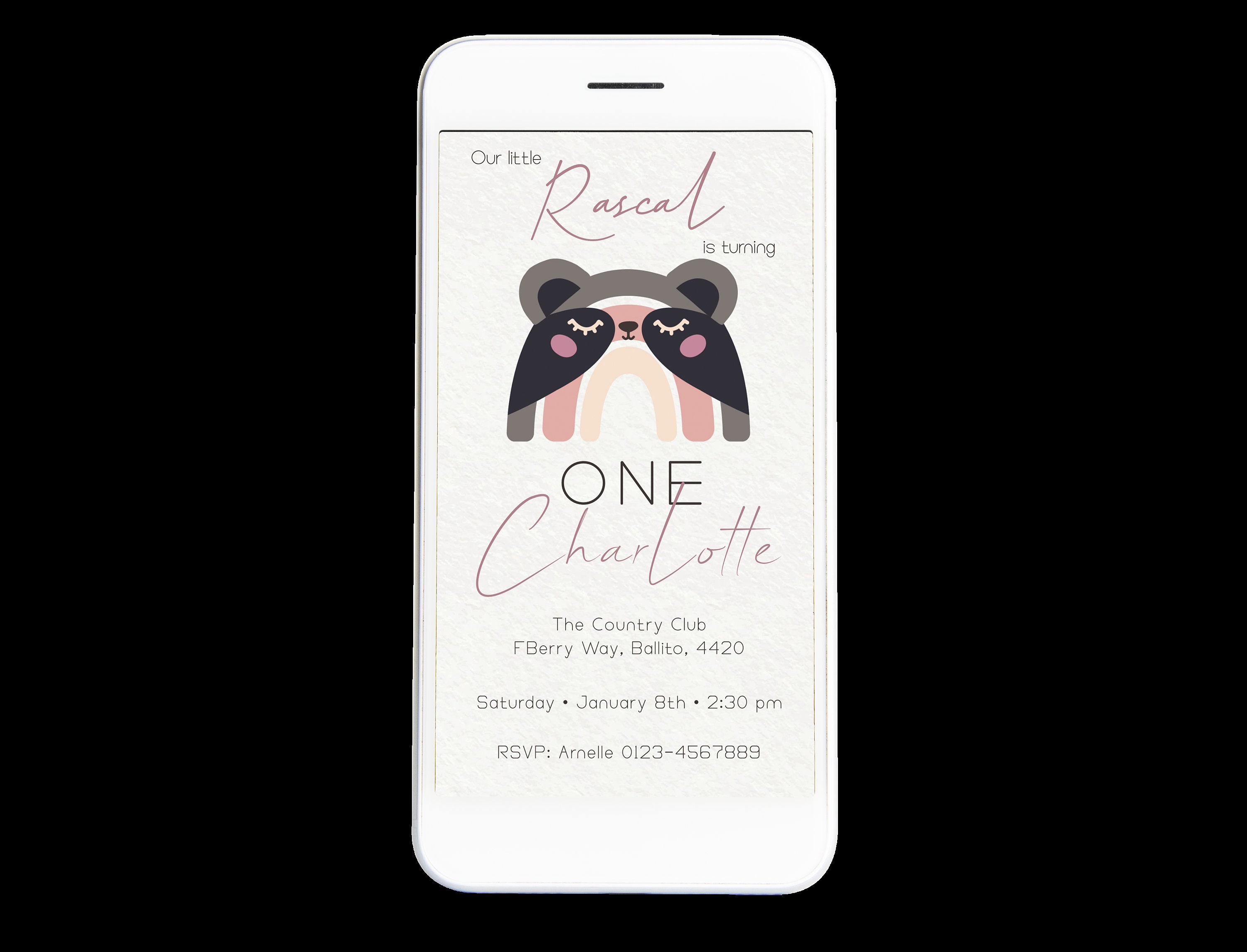 Our Little Rascal Rainbow Animal Birthday Party Invite - Editable ...