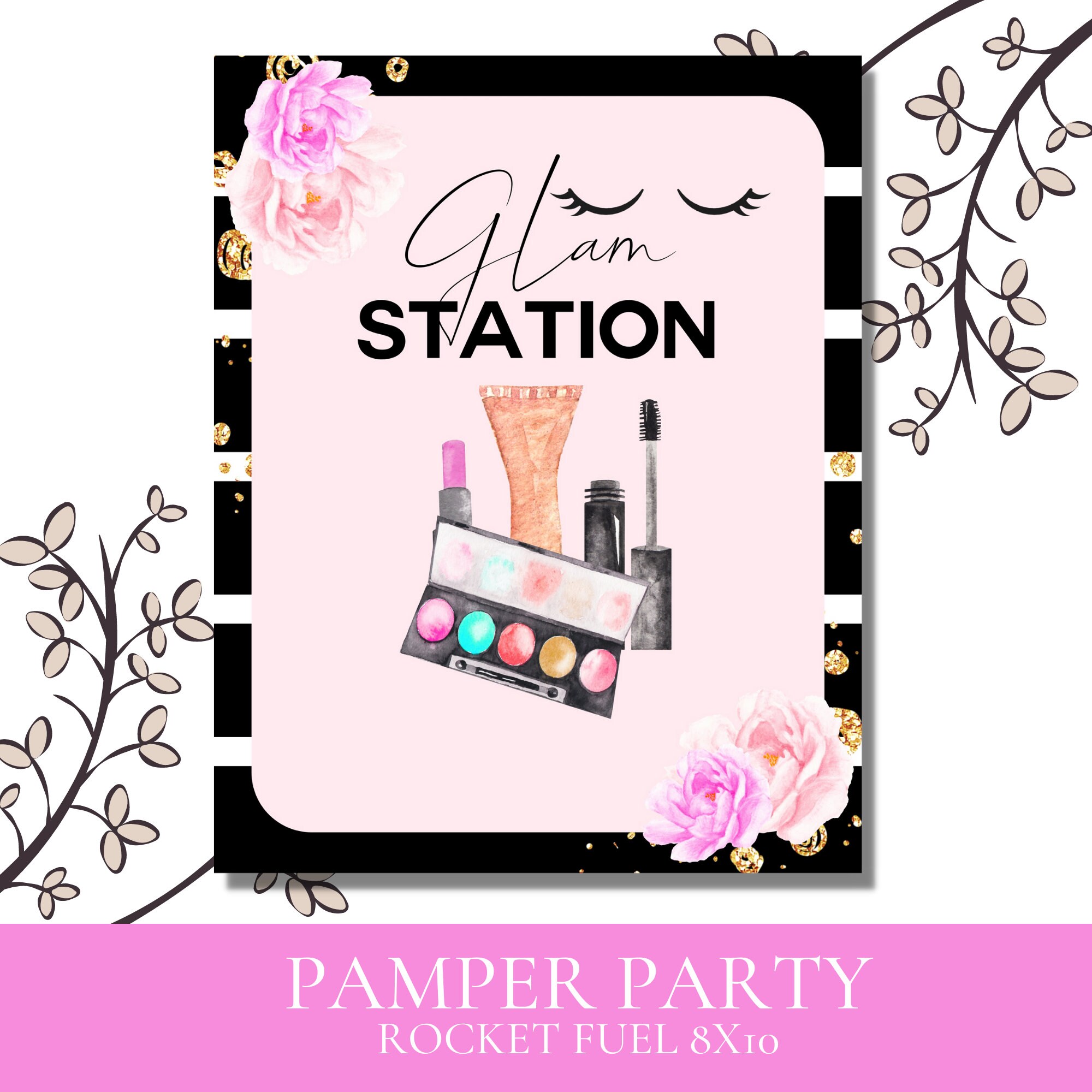 Spa / Glam / Pamper / Glamping Birthday Party Invite Editable, Instant ...