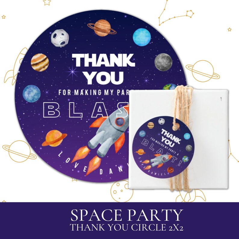 Outer Space Birthday Thank You Card Bundle (digital Download) - Etsy