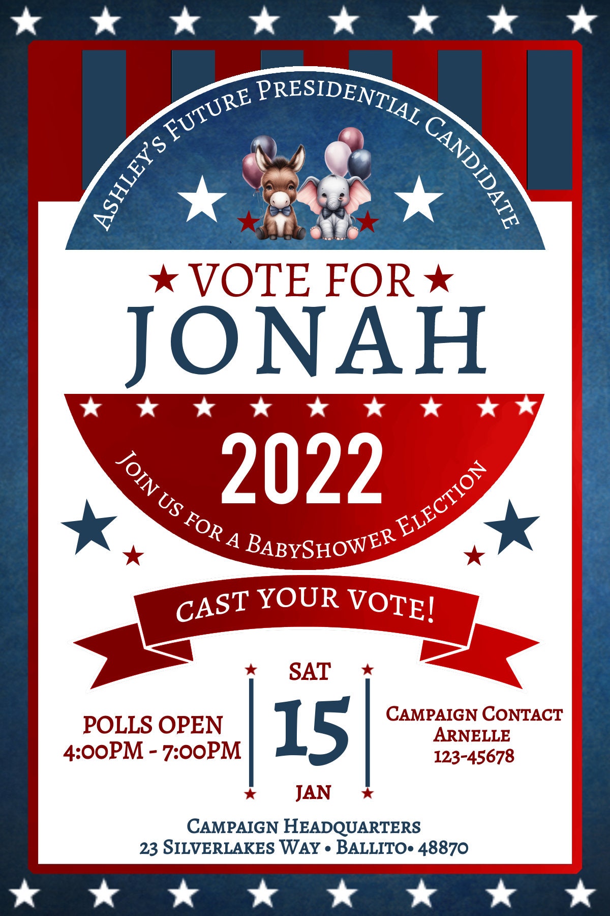 Election Theme Baby Shower Bundle: Invitation, Games, Decor (digital ...