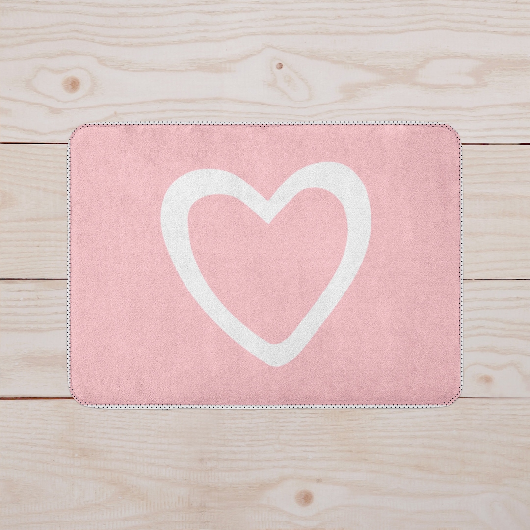 Baby Pink Heart Floor Mat | Bathroom Decor | Kitchen Mat | Home Decor ...