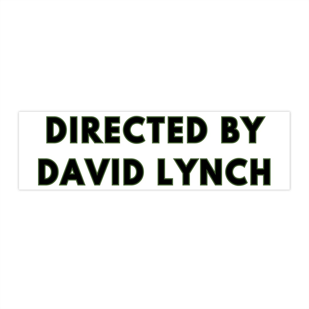 David Lynch Directed by Bumper Sticker, Vintage Car Accessory, Retro ...